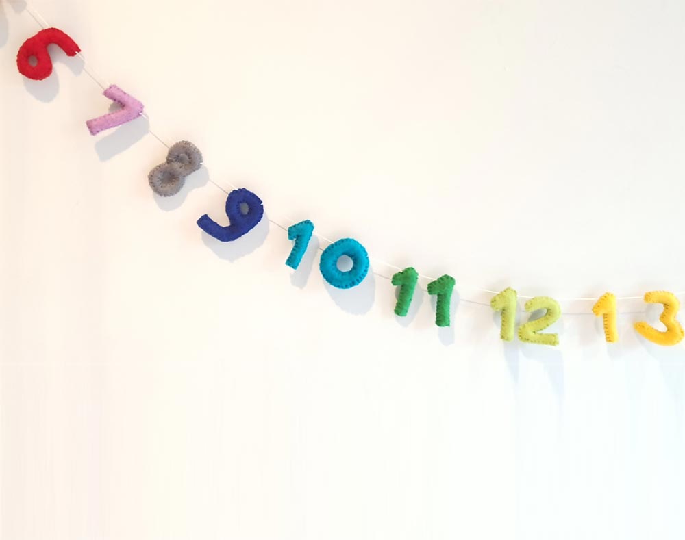 Numbers Garland 1 to 20 Felt Garland Rainbow. Montessori Educational K ...