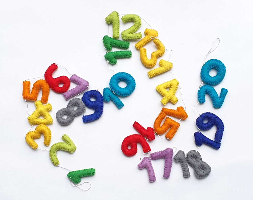 Numbers Garland 1 to 20 Felt Garland Rainbow. Montessori Educational K ...