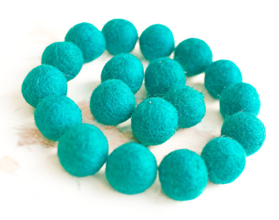 Cyan Blue Felt Balls 2cm x20 Wool Pom Poms. Craft Supplies. Kids Decor ...